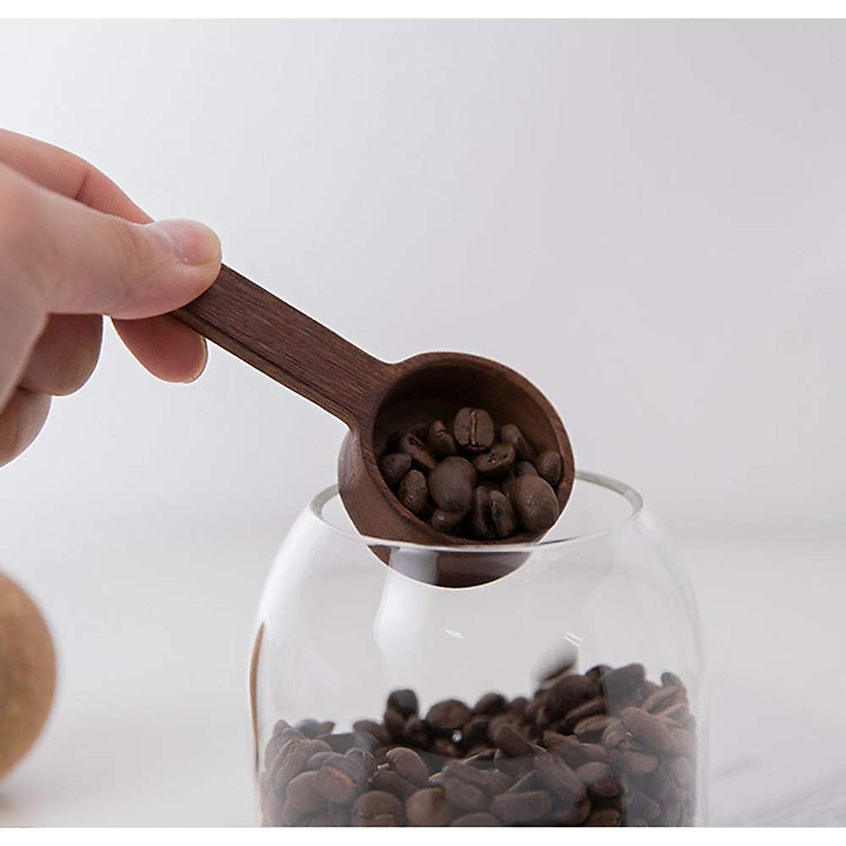 Coffee Spoons, Wooden Tablespoon Scoop, Wooden Coffee Ground Spoon, Measuring for Ground Beans or tea, Soup Cooking Mixing Stirrer Kitchen Tools Utensils, 1 Wooden Tea Scoop(3.86 inches)