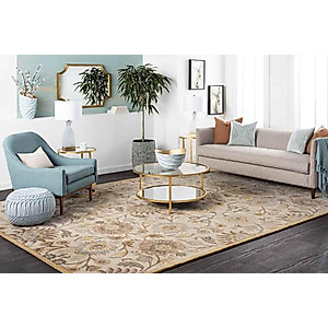 BROOKS DECOR Area Rugs, 8x10 Oval Traditional Brown Area Rug Carpet for Living Room, Bedroom or Kitchen (8' x 10' Oval)