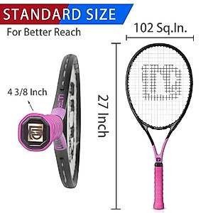 LUNNADE Adults Tennis Racket 27 Inch, Shockproof Carbon Fiber Tennis Racquet Light-Weight, Pre-Strung and Regrip, Suitable for Beginners to Intermediate Players