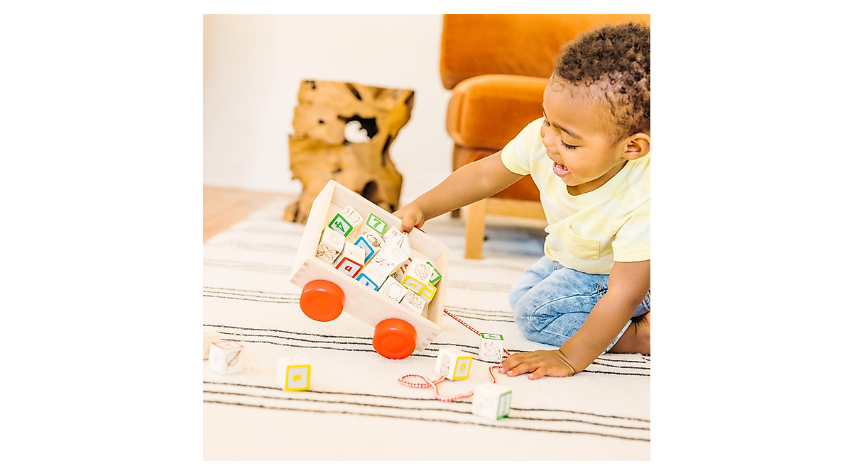 Melissa & Doug ABC Wooden Block Cart for Toddlers - Educational Toy