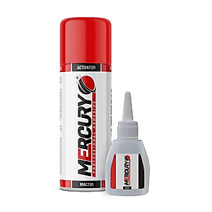 Mercury CA Glue with Activator (1.7 oz - 6.7 fl oz) Instant CA Glue for Woodworking, Cyanoacrylate Adhesive and Accelerator Spray