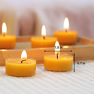 28Pcs Yellow Candles Beeswax Tealights Smokeless 4 Hour Burn Time Unscented Natural Beeswax Tea Lights,Perfect for Birthday Party,Wedding,Spa,Home Decor
