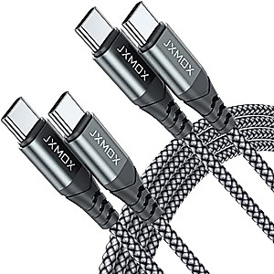 JXMOX USB C to USB C Cable 60W, (2 Pack 3.3ft) Type C Fast Charging Cord Charger Compatible with Samsung Galaxy S23 S22 S21 S20 Ultra, Note 20 10, Google Pixel 2/3/4, MacBook Pro/Air, iPad Pro (Grey)