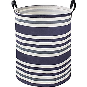 NTAOHAMPER Baby Boy Laundry Basket,Round Kids Laundry Hamper,Collapsible Storage Bin with Handles for Bedroom,Gift Basket,Room Decor(Blue Stripes)