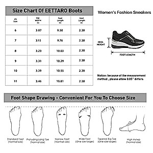 EETTARO Women's Wedge Platform Fashion Sneakers Ladies Lace Up High Heel Lightweight Walking Shoes(Black PU V1, Numeric_7)