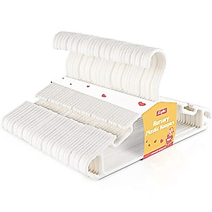 KEPLIN White Baby Hangers for Closet - 36 Pack, Plastic Nursery Hangers Space Saving Tubular Hangers, More Storage for Kids, Children, Clothes and Dresses