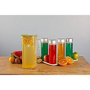 Komax Large Plastic Water Pitcher with Lid Square Water Carafe with Lids – BPA-Free, Dishwasher Safe Plastic Pitcher – Water, Tea, or Juice Containers with Lids for Fridge (2.3 Liters)