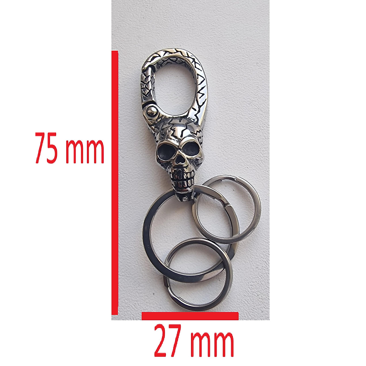 VALHALLA Viking Jewelry Skull Keychain Car Keychain Punk Biker Keychain Amulet for Men and Women...