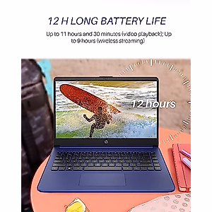 HP 2023 Newest 14" Thin and Light Laptop for Student and Business, Intel Celeron N4120, 16GB RAM, 320GB Storage (64GB eMMC+256GB Micro SD), 12H Long Battery, Win 11 Home S, Bundle with JAWFOAL