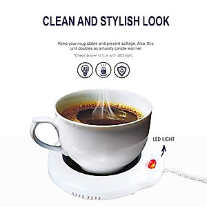 Eutuxia Mug Warmer for Home & Office. Great for Warming Up Cups, Coffee Mugs, Wax, and Beverages on Desks, Tables & Countertops. Electric Heated Plate Warms Quickly. Enjoy Hot Drinks on Cold Days.