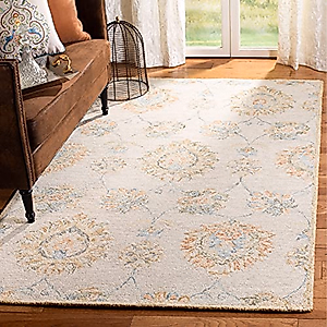 SAFAVIEH Blossom Collection 5' x 8' Beige / Sage BLM560B Handmade Premium Wool Area Rug