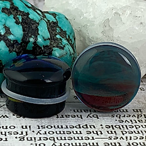 Mystic Metals Body Jewelry Pair of Iridescent Smokey Glass Single Flare Plugs (PG-603) (2g (6mm))