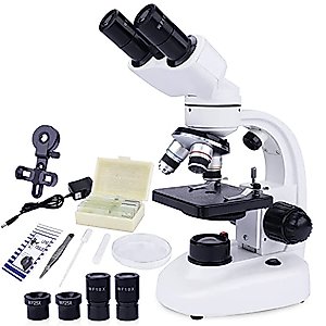 40X-1000X Binocular Microscope for Adults with Microscope Slides Phone Holder and Specimen Preparation Kits, Compound Binocular Microscopes for Home Educational/Hobby Use