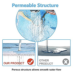 Square Shower Mat Non Slip, 24x24 inch, PVC Loofah Shower Floor Mat with Drain, Soft Comfort Bath Mat Massage Bathtub Mat for Shower, Bathroom, Quick Drying (24”x24”, Relax Waves)