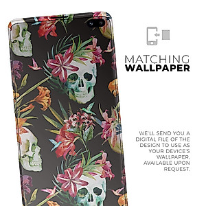 DesignSkinz Tropical Skull Floral Protective Vinyl Decal Wrap Skin Cover Compatible with The Samsung Galaxy S20 (Screen Trim & Back Glass Skin)