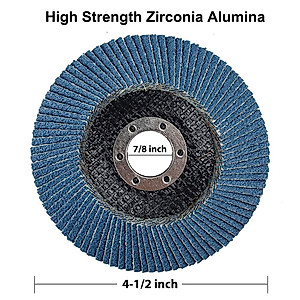 LotFancy Flap Discs 4 1/2 for Angle Grinder, 20PCS, Type 29, High Density Jumbo Sanding Disc Grinding Wheels, 40 60 80 120 Grit, Premium Zirconia Abrasive, 4.5" x 7/8"