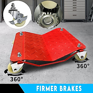 EBUY Wheel Car Dolly Set of 2 Heavy Duty Tire Car Skates 3000LBS Bearing Capacity for Moving Cars Red