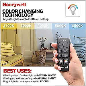 Honeywell Ceiling Fans Lynton, 52 Inch Indoor Outdoor Ceiling Fan with Color Changing LED Light, Remote Control, Matte Black High Performance Blades, Reversible Airflow - 51854-01 (Black)