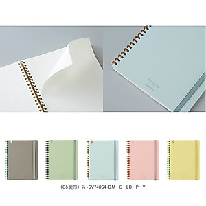 Kokuyo. Kokuyo Soft Ring Notebook in Sooofa in B6 4mm Grid 80 Sheets Warm Gray and Mark⁺ Two Colors Highlighter of Similar Shades 5-Pack (Pink,Blue,Green,Purple and Yellow) Set