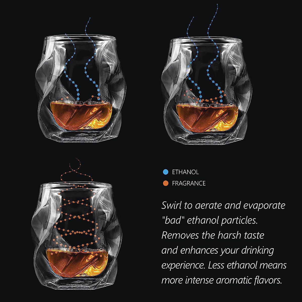 JAMES BENTLEY JB Whiskey Glass, Elevate your Drinking Experience Whiskey Set of 2 Hand Blown, Double Wall Glass Tumbler (6oz) with 2X Ice Ball Mold/Bourbon, Whiskey, Scotch Glasses for Men