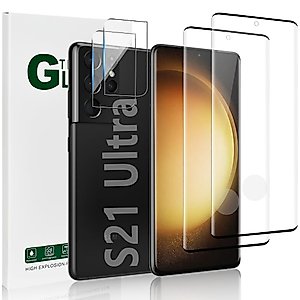 AFSKU Galaxy S21 Ultra 5G Screen Protector, 9H Tempered Glass Scratch Resistant, Ultrasonic Fingerprint Support, 3D HD Curved,for Samsung Galaxy S21 Ultra 6.8 Inch Screen Protector