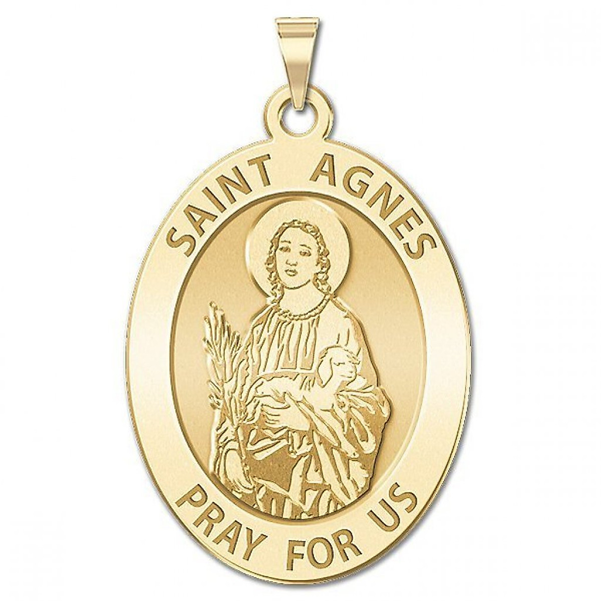 PicturesOnGold.com Saint Agnes of Rome Oval Religious Medal - - 3/4 Inch X 1 Inch -Sterling Silver