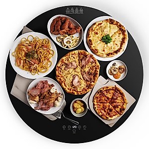 SOPINWAEH Electric Circle food Warming Tray，Auto-Turntable 360°Rotation, Food Warmer for House Parties, Chafing Dishes for buffet,9 Temp Settings, Heating Food 24in