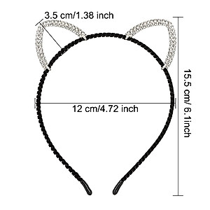 WHAVEL Crystal Rhinestone Animal Ears Headband - 3 Pcs Cosplay Cat Party Hair Accessories for Women (A)