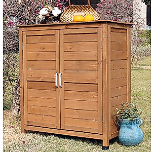 Outdoor Storage Cabinet with Adjustable Shelves Garden Tool Shed, Outdoor Garden Tools Waterproof Storage Box for Yard Patio