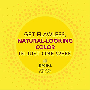 Jergens Natural Glow Self Tanner Lotion, Daily Sunless Fake Tanning, Medium to Deep Skin Tone, Daily Moisturizer, featuring Antioxidants and Vitamin E, 7.5 oz