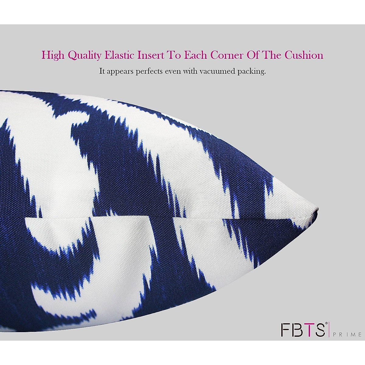 FBTS Prime Pack of 2 Outdoor Waterproof Decorative Throw Pillows with Inserts for Patio Furniture, 18x18 Inch Square Fade Resistant Patio Garden Cushions for Couch Bed Sofa, Paisley Navy