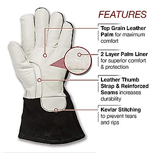 Lincoln Electric DynaMIG HD Professional MIG Welding Gloves | Comfort & Heat Resistance | Large | K3806-L Black