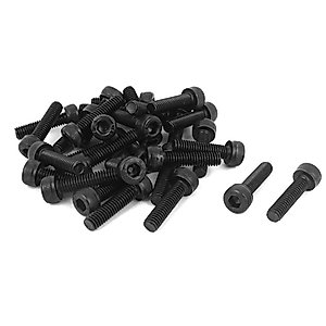 GFORTUN 50Pcs M4 x 16mm 12.9 Alloy Steel Hex Socket Head Cap Screws Bolt Nails Fastener Black
