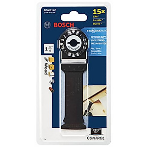 BOSCH OSM114F 1-1/4 In. StarlockMax Oscillating Multi Tool All Purpose Bi-Metal Plunge Cut Blade for Extreme-Duty Applications in Wood, Wood with Nails, Drywall, PVC, Metal (Nails and Staples)