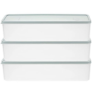 CALLARON Spaghetti Pasta Storage Containers Airtight Food Storage Containers with Lid Clear Dry Noddle Holder 3pcs for Meat Fruit Vegetables Blue Refrigerator Organizer Bins