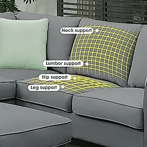 Flieks Modern Upholstered Living Room Sectional Sofa, L Shape Furniture Couch with 3 Pillows, Grey