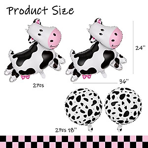 Foil Heart Balloon Heart Shaped Balloons -Love Mylar Balloons Balloons for Engagement Party Decorations,Mother's Day Decorations Wedding Birthday Anniversary (4Pcs Cow Balloons)