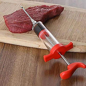 Turkey Injector -3 Needles Porous Meat Injector With 1 oz Large Capacity, Injector Marinades for Meats with Cleaning Brush, Marinade Injector for BBQ Grill with Black Oil Brush Easy to Use and Clean
