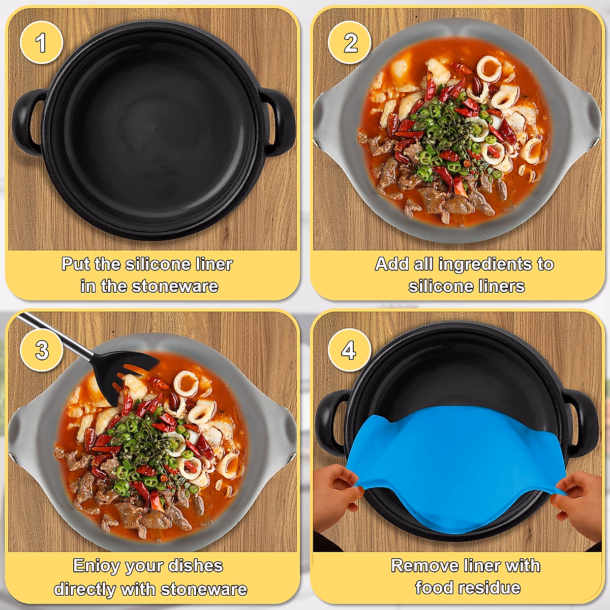 Sdpeia Slow Cooker Liners, 2 Pack Reusable Silicone Crock Pot Liners Fit 7-8 Quarts Crockpot, BPA Free/Leakproof/Slow Cooker Accessories Cooking Liner with Free Cleaning Sponge