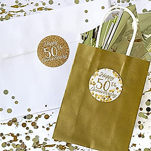 Gold 50th Anniversary Party Favor Stickers - 1.75 in - 40 Labels