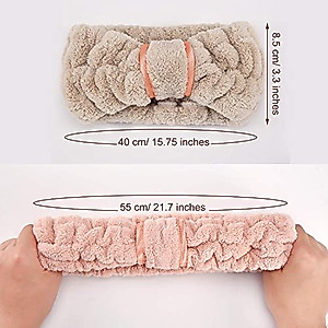 WILLBOND 4 Pack Microfiber Spa Facial Makeup Headbands Elastic Terry Cloth Head Wrap for Women Girls Washing Face Shower Yoga Sports (Coffee, Khaki, Pink and White)