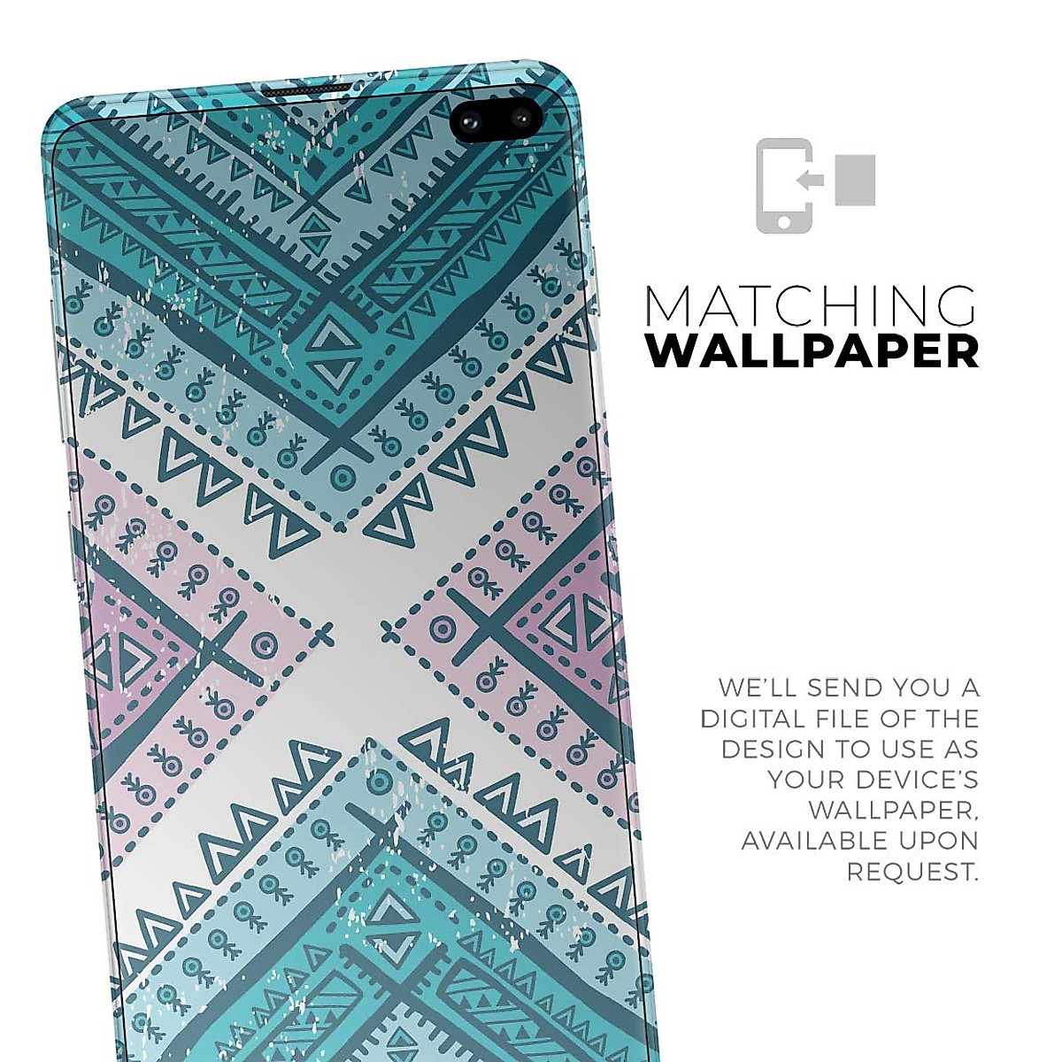 DesignSkinz Ethnic Aztec Blue and Pink Point Protective Vinyl Decal Wrap Skin Cover Compatible with The Samsung Galaxy S20 (Screen Trim & Back Glass Skin)