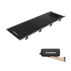 KingCamp Ultralight Compact Camping Cots Folding Tent Cot Bed with Pillow for Indoor Or Outdoor Use, 4.9 Pounds (Black)