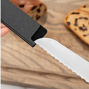 Restaurantware Sensei 10 x 1.5 Inch Knife Sleeve, 1 BPA-Free Knife Protector - Fits Bread Knife, Felt Lining, Black Plastic Knife Blade Guard, Durable, Cut-Proof