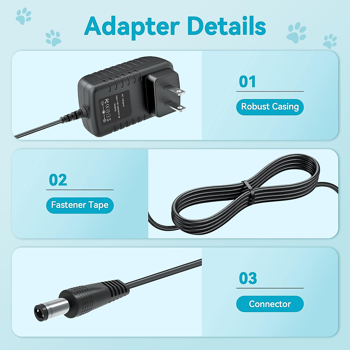 Hustery 15V AC Adapter Charger Replacement Compatible with II Litter-Robot III Open Air Self Cleaning Litter Box Power Cord