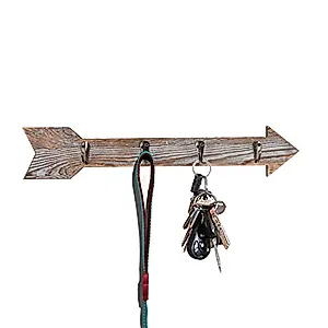 Decorative Wood Arrow Wall Hooks Hanger Coat Rack Key Holder Wall Decor - Farmhouse Chic Rustic Coat Hooks | Great for Keys, Coats, Dog Leash, Hats, Keys Hooks for entryway Front Door