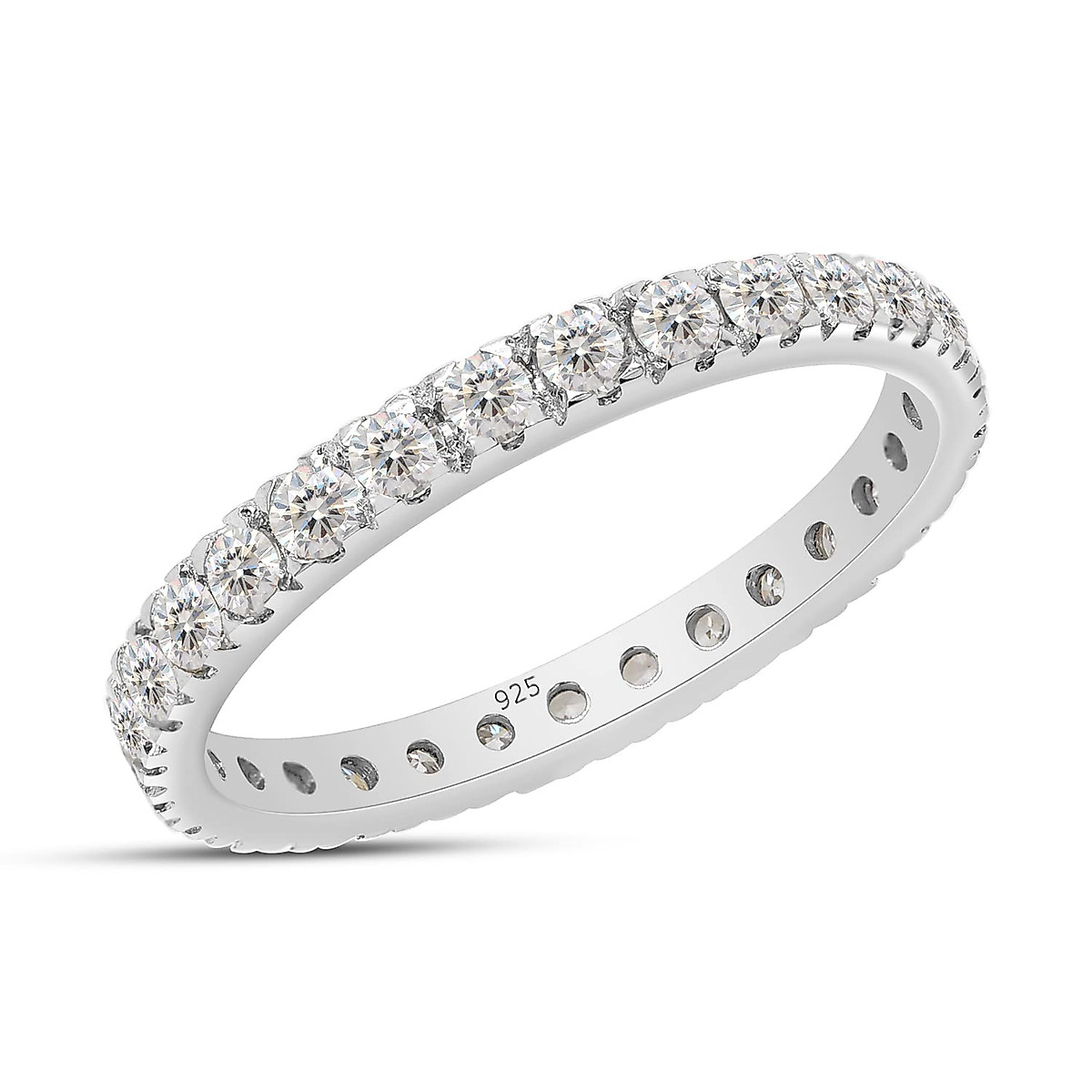 SAVEARTH DIAMONDS 4/5 ct. t.w Lab Created Moissanite Diamond Full Eternity Stackable Wedding Band Ring In 14K White Gold Over Sterling Silver Jewelry For Women (VVS1 Clarity, 0.80 Cttw)-6.5