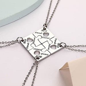 Yonhon 4 BFF Best Friend Necklace Puzzle Friendship Necklace for 4