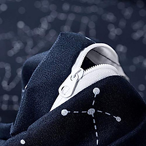 Wake In Cloud - Constellation Duvet Cover Set, Navy Blue with White Astronomy Galaxy Space Stars, Soft Microfiber Bedding (3pcs, Queen Size)