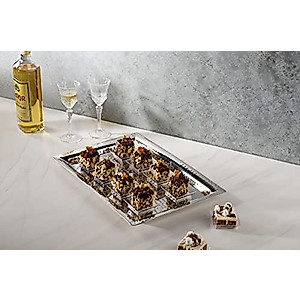 James Scott Rectangle Serving Tray Hammered Stainless Steel, Multipurpose for Kitchen, Dining, Bathroom 11x16 inch